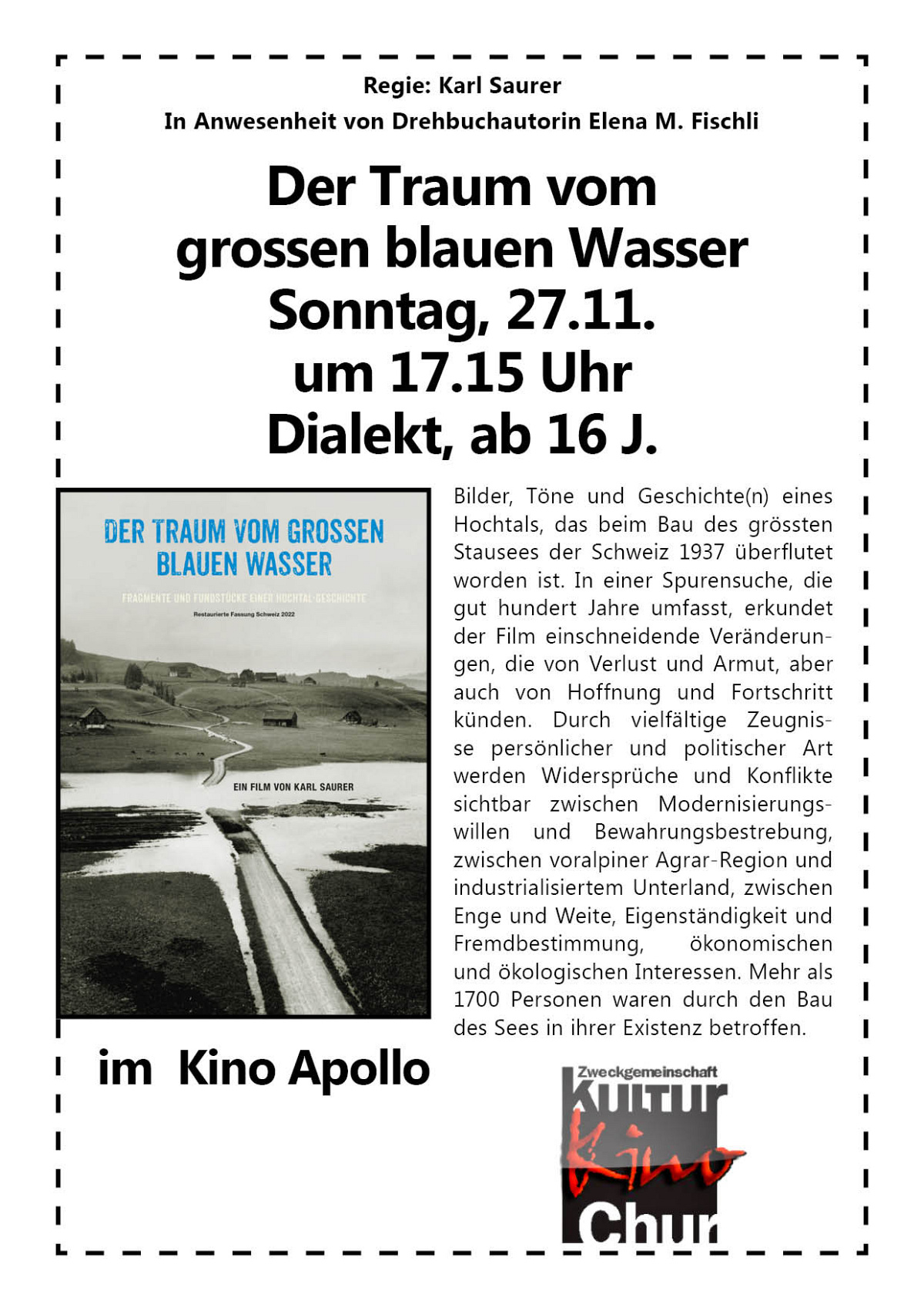 KULTUR KINO-IN CHUR - Aktuelles - KinoChur, Kinocenter und Kino Apollo